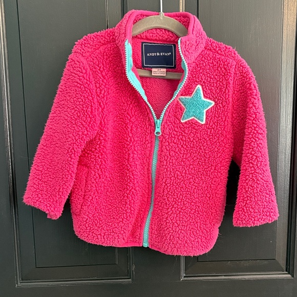 Andy & Evan | Jackets & Coats | Andy Evan Pink Fleece Jacket With Teal ...